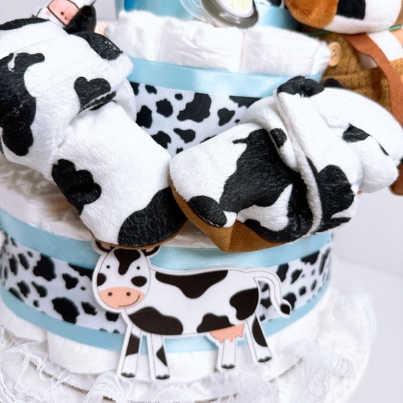 Handmade | Accessories | Cow Diaper Cake Farm Baby Shower Gift | Poshmark